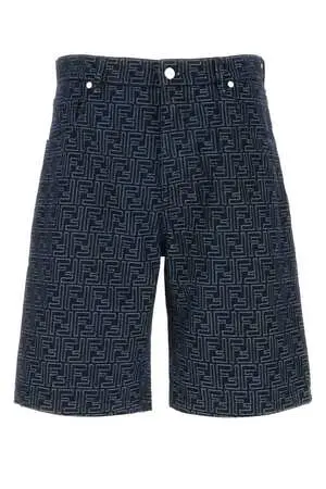 Fendi Embroidered Denim Bermuda Shorts - Multicolor