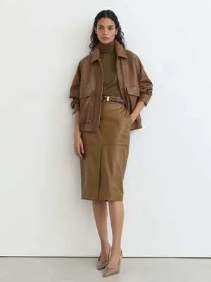 REISS Maeve Leather Twin-pocket Relaxed Jacket
