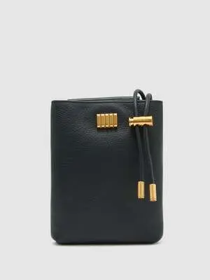 REISS Solene Grained-leather Phone Crossbody Bag - Navy