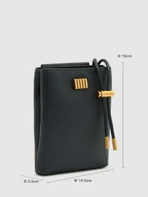 REISS Solene Grained-leather Phone Crossbody Bag
