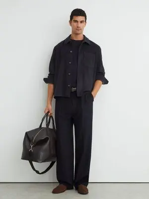REISS Collin Brushed Wool-blend Patch-pocket Overshirt