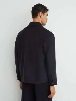 REISS Collin Brushed Wool-blend Patch-pocket Overshirt