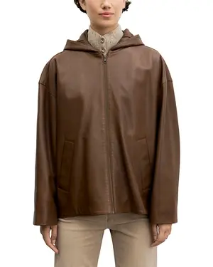 Gerard Darel Pam Leather Hooded Jacket