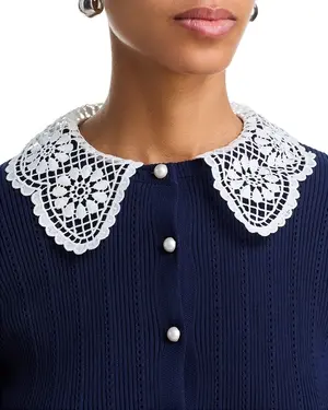 Aqua Lace Collar Pointelle Cardigan Exclusive