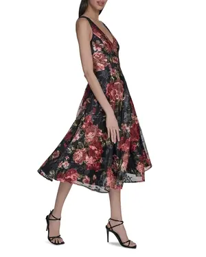 Eliza J Floral Print V Neck Dress