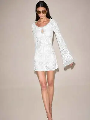 Alexis Soleya Crochet Mini Dress - Blanc