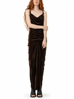 Rick Owens Abito Drappeggiato In Velluto