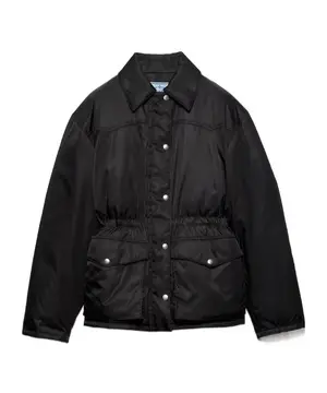 Prada Drawstring Buttoned Down Jacket - Black