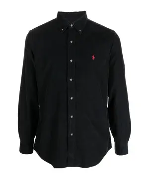 Polo Ralph Lauren Logo Embroidered Corduroy Shirt - Black