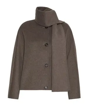 Max Mara Cropped Wool Broadcloth Jacket Medium Grey