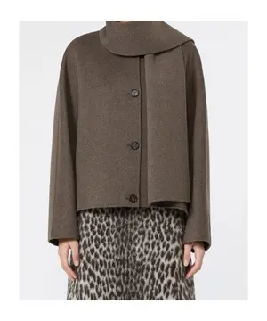 Max Mara Cropped Wool Broadcloth Jacket Medium Grey