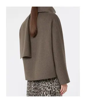 Max Mara Cropped Wool Broadcloth Jacket Medium Grey
