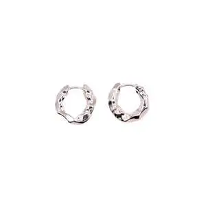 URBANE JEWELRY STUDIO Hammered Hoop Earrings - Silver