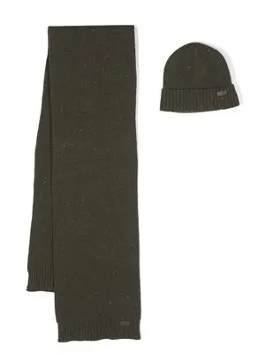 Barbour Wool Blend Knit Scarves With Ribbed Detailing