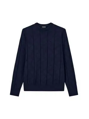 Giorgio Armani Virgin Wool Crewneck Sweater - Navy