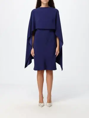 Alberta Ferretti Long Asymmetric Satin Cape With Short Sleeves - Blue