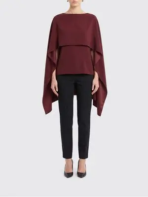Alberta Ferretti Long Asymmetric Satin Cape With Short Sleeves Red