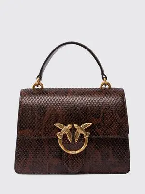 Pinko Love Bag One Mini Python-print Leather Handbag - Brown
