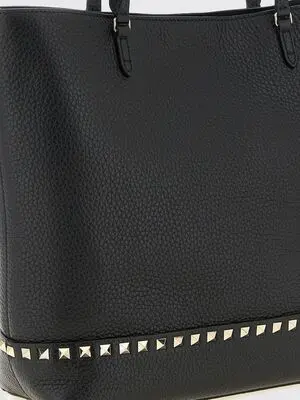 Valentino Garavani Rockstud Grained Leather Tote Bag With Studs - Black