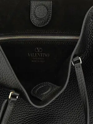 Valentino Garavani Rockstud Grained Leather Tote Bag With Studs - Black