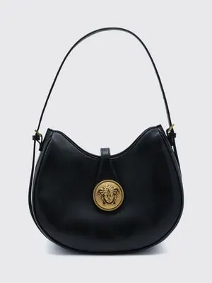 Versace Emblème Lambskin Leather Hobo Bag With Medusa Logo - Black