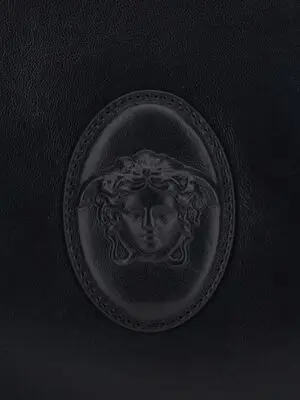 Versace Lambskin Pouch With Medusa Logo And Removable Wrist Strap
