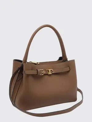 TOD'S Small Grained Leather Shoulder Bag With T Timeless Logo - Brown