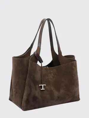 TOD'S Suede Shoulder Bag With T Timeless Logo - Brown
