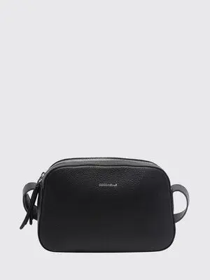 COCCINELLE Grained Leather Crossbody Bag With Zip And Laminated Logo - Black
