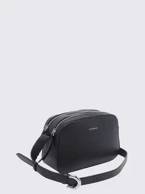 COCCINELLE Grained Leather Crossbody Bag With Zip And Laminated Logo - Black