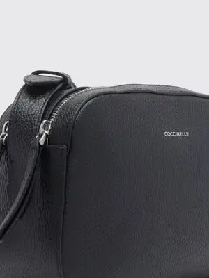COCCINELLE Grained Leather Crossbody Bag With Zip And Laminated Logo - Black