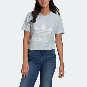 Adidas Originals Trefoil Tee Logo Printing Sports Short Sleeve Gray Blue T-shirt - Default Color