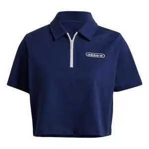 Adidas Original Crop Zip Polo Shirt - Night Sky