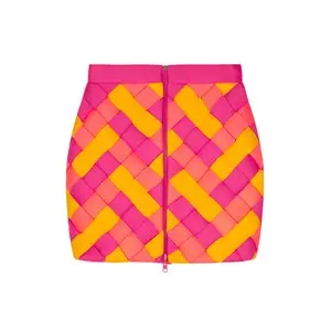 ÚCHÈ Braided Multicolor Skirt - Orange/pink/yellow