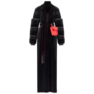ÚCHÈ Velvet Trench Coat - Black