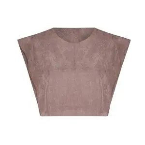 ÚCHÈ Soft Suede Sleeveless Crop Shirt
