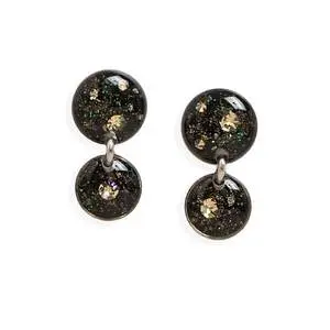 KATE KOEL Black / Silver Galaxy Dangle Circle Drop Earrings - Black/silver
