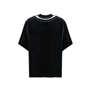 ÚCHÈ Velvet Double Collar T- Shirt - Black