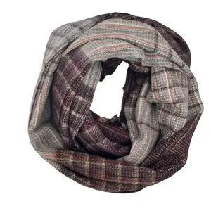 HERITAGEMODA Neutrals / Soft Wool Cotton Blend Plaid Scarf – Beige & Burgundy Checked Scarf - Red