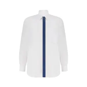 ÚCHÈ White / Blue White Shirt With Denim Patch - White/blue