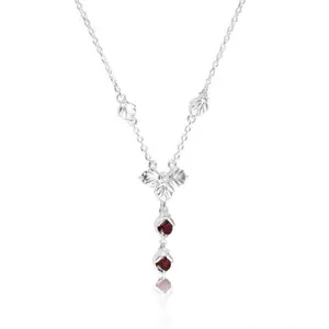 HERITAGEMODA Sterling Silver Garnet Pendant Necklace - Red/silver