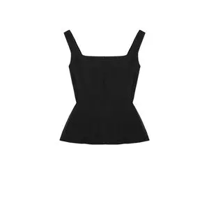 NOCTURNE Black Boned Square Neck Peplum Bustier Top
