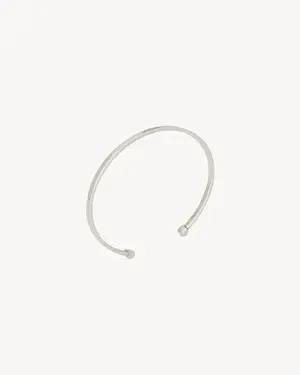 Saint Laurent Thin Cuff In Sterling Silver - Aged Silver