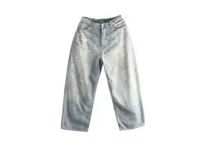 Acne Studios Wide Leg High Waisted Jeans - Light Blue