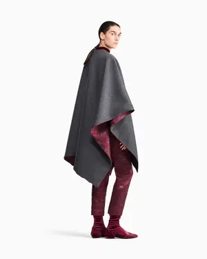 Giorgio Armani Double Compact Virgin Wool, Viscose And Silk Poncho