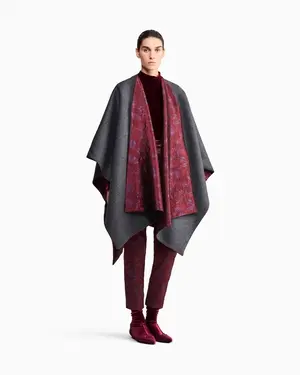 Giorgio Armani Double Compact Virgin Wool, Viscose And Silk Poncho