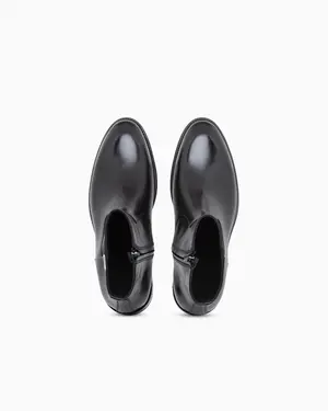 Giorgio Armani Boots In Brushed Leather With Leather Sole