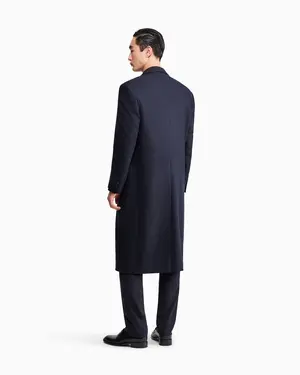 Giorgio Armani Coat Regular Fit In Chevron Virgin Wool And Cashmere