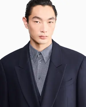 Giorgio Armani Coat Regular Fit In Chevron Virgin Wool And Cashmere