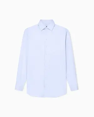 Giorgio Armani Regular-fit Shirt In Cotton Twill - Light Blue